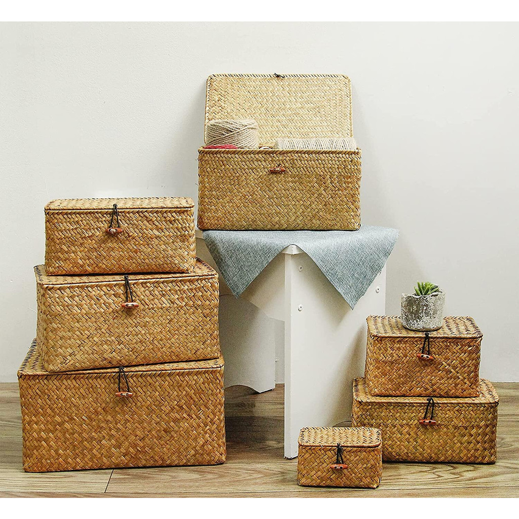 Hand-woven Seagrass Storage Basket Multi-purpose Storage Basket With ...