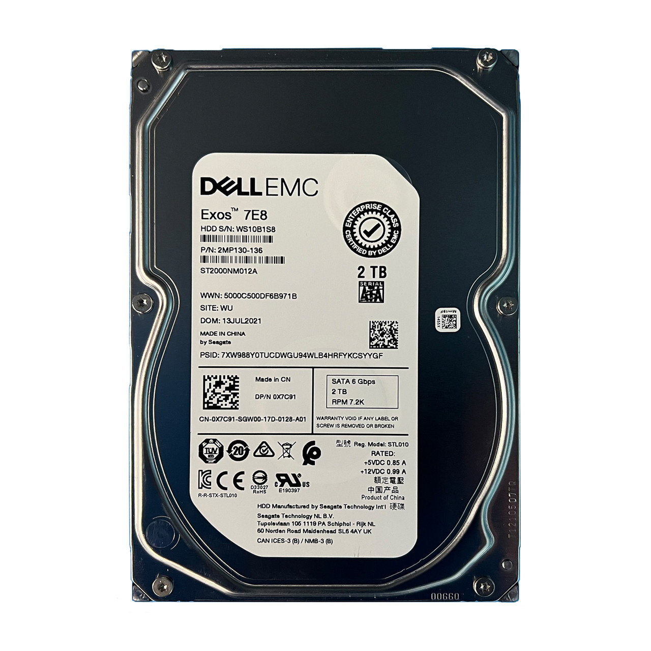 Dell EMC Exos 7E8 ST2000NM012A 2TB 3.5" SATA 7200 RPM Internal HDD Hard ...