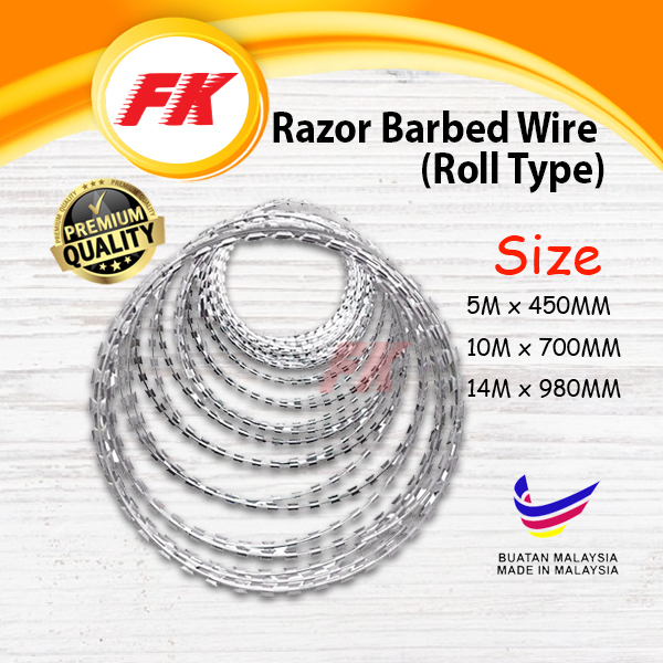 High Quality Razor Barbed Wire 450mm/700mm/980mm(Roll Type) | Shopee ...