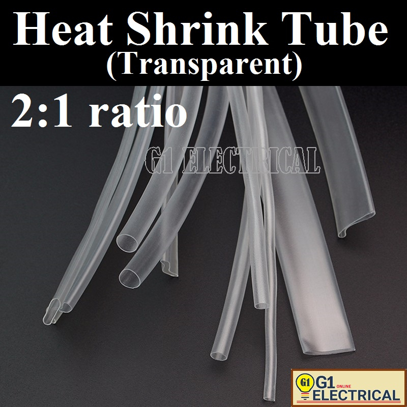 1-Meters 2:1 transparent tube 1.5mm ~ 30mm Diameter Heat Shrink ...