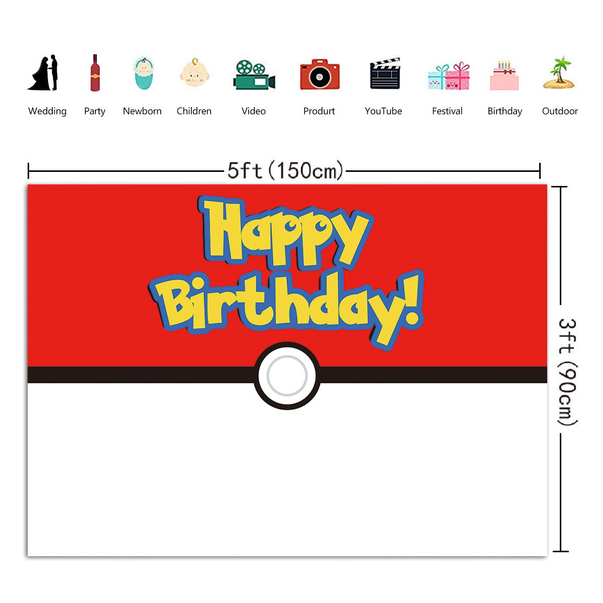 Pokemon Birthday Backdrop Pikachu Birthday Decoration Pokemon Party ...