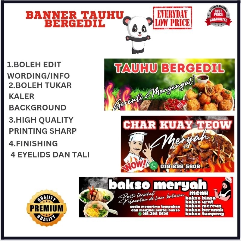 banner Niaga tauhu Begedil bakso char kuay teow cantik murah high ...