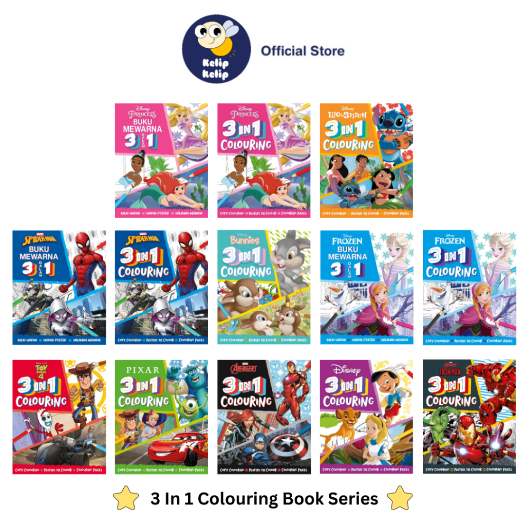 3 in 1 Colouring Book For Kids To Color With Favourite Characters ...