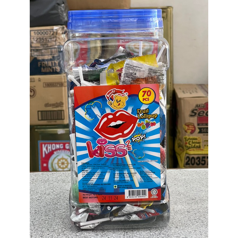 (8g x 70’s) YLF Beardy Fruit Lollipop Kiss2 Pop Gula-Gula Sweets Candy ...