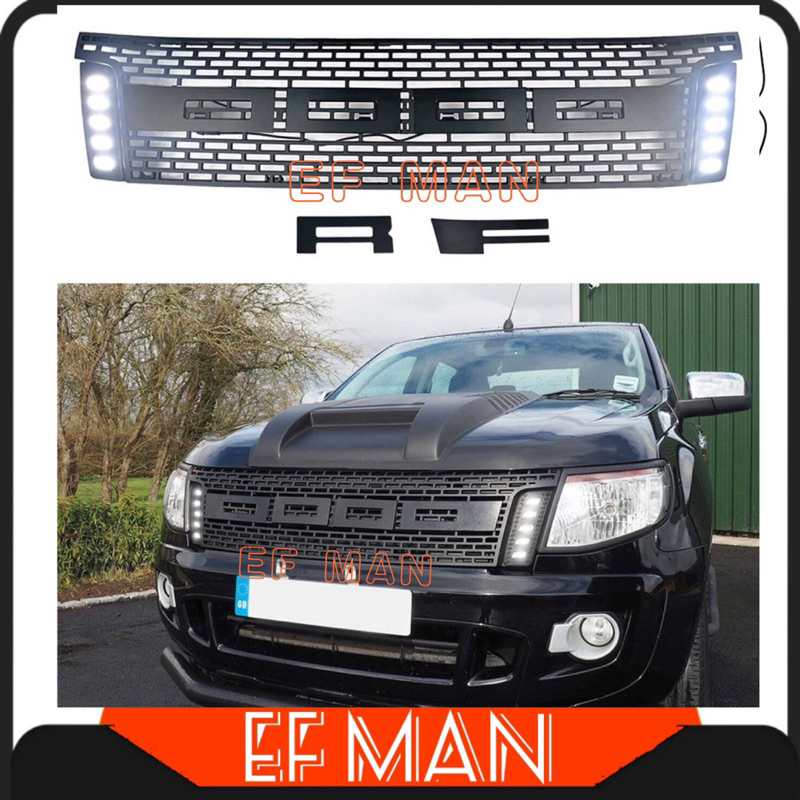 4x4 Ford Ranger T6 Front Bumper Grille Grill Matt Black With Led Light ...