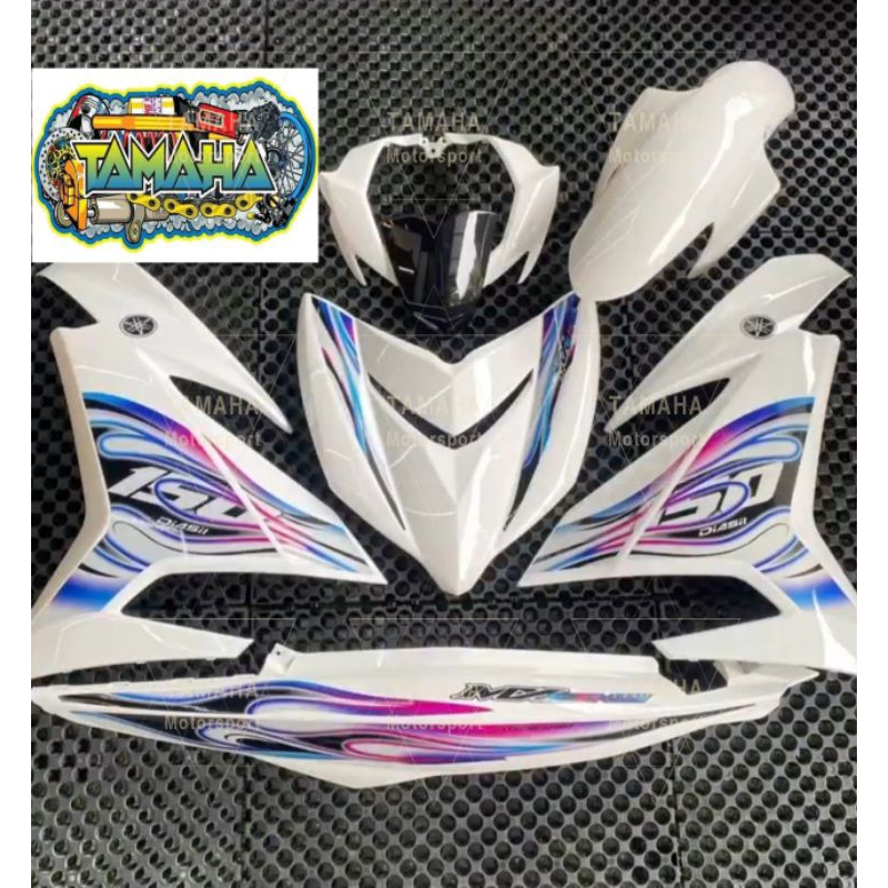 Yamaha Y15 Y15zr V1 V2 api rainbow purple fire edition white cover set ...