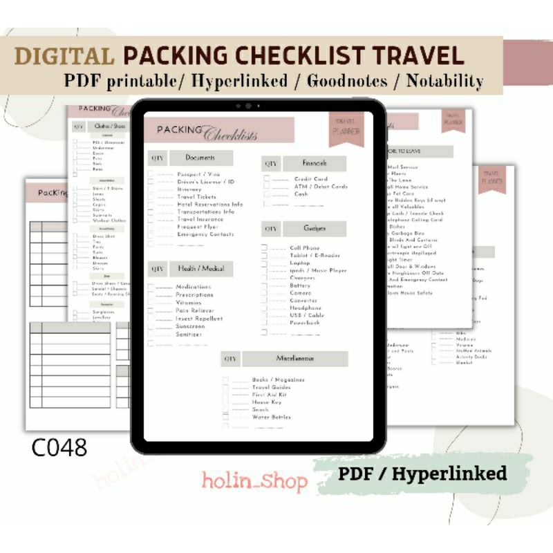 Travel check-list packing planner | Goodnotes | Notability planning ...