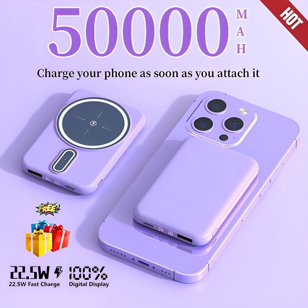 【buy 1 take 3】50000mAh mini magnetic power bank wireless power bank 3 ...