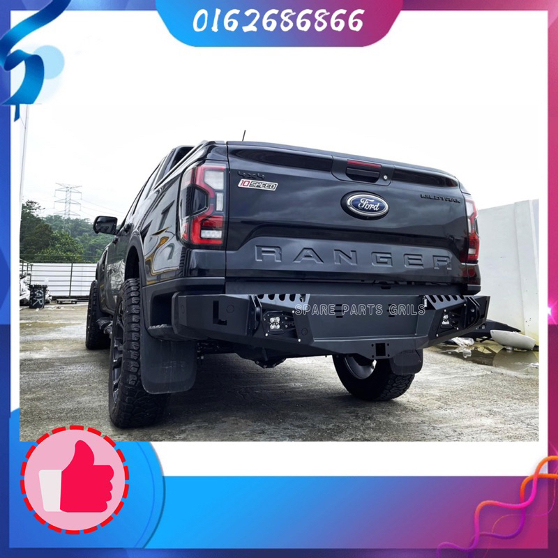 FORCE 4WD REAR BULL BAR WITH LED SPORT LIGHT 2PC HILUX VIGO REVO ROCCO ...