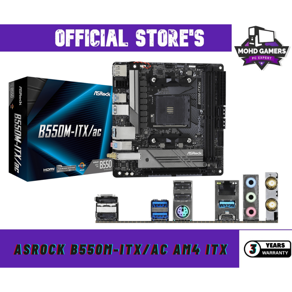 ASROCK B550M-ITX/AC AM4 ITX MOTHERBOARD | Shopee Malaysia