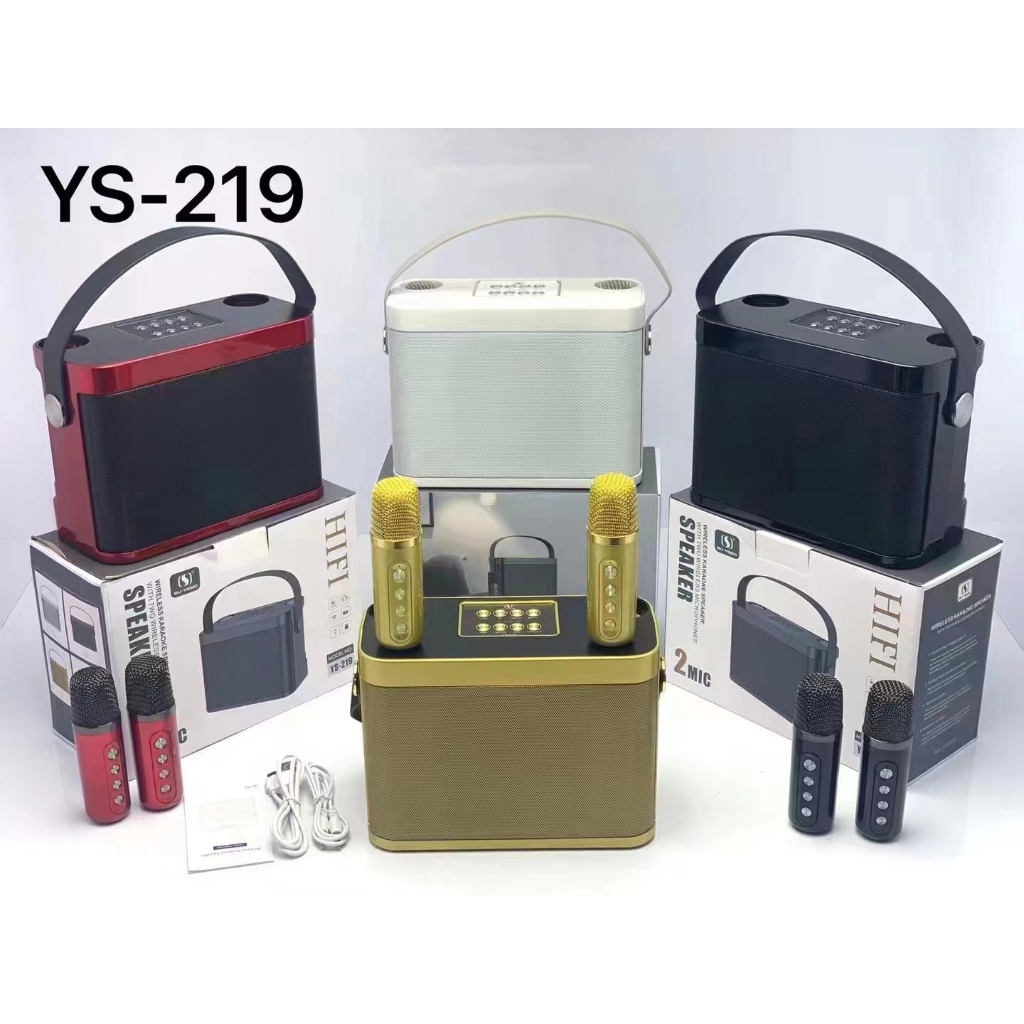 SU-YOSD YS-219 Wireless Bluetooth Dual Microphone Karaoke Family KTV Portable 3D Stereo Speaker ...