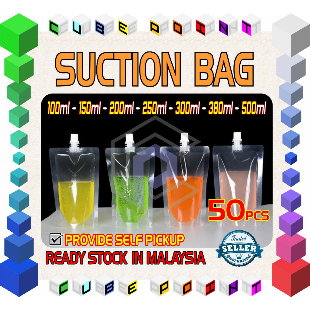 50pcs Transparent Suction Drink Bag Suction Drinks Pouch Bag Beverage ...