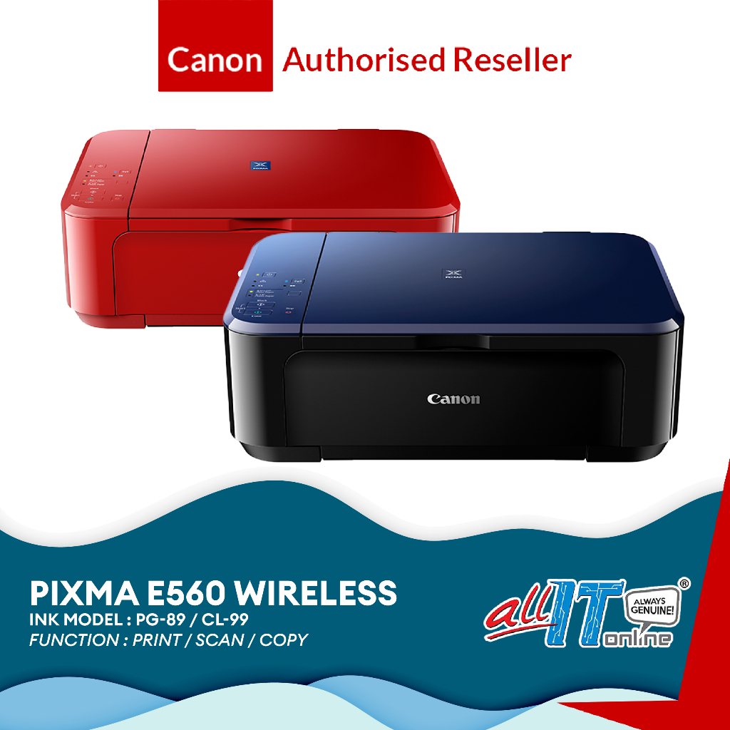 Canon PIXMA E560 Advanced Wireless All-In-One Printer (USB/ Wi-Fi/ Wireless) - Black / Red ...
