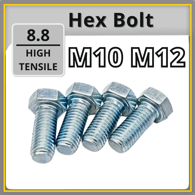 M10 M12 Hex Bolt DIN933 | Grade 8.8 High Tensile Steel | Zinc Plating ...