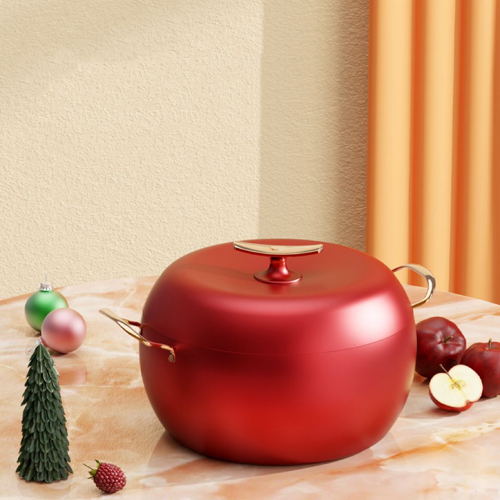 Elegant marron apple shape none stick cooking pot | Shopee Malaysia