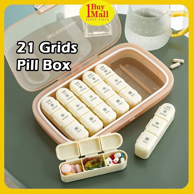 21-Grid Weekly Storage Pill Box Tablet Compartment Portable Separation ...