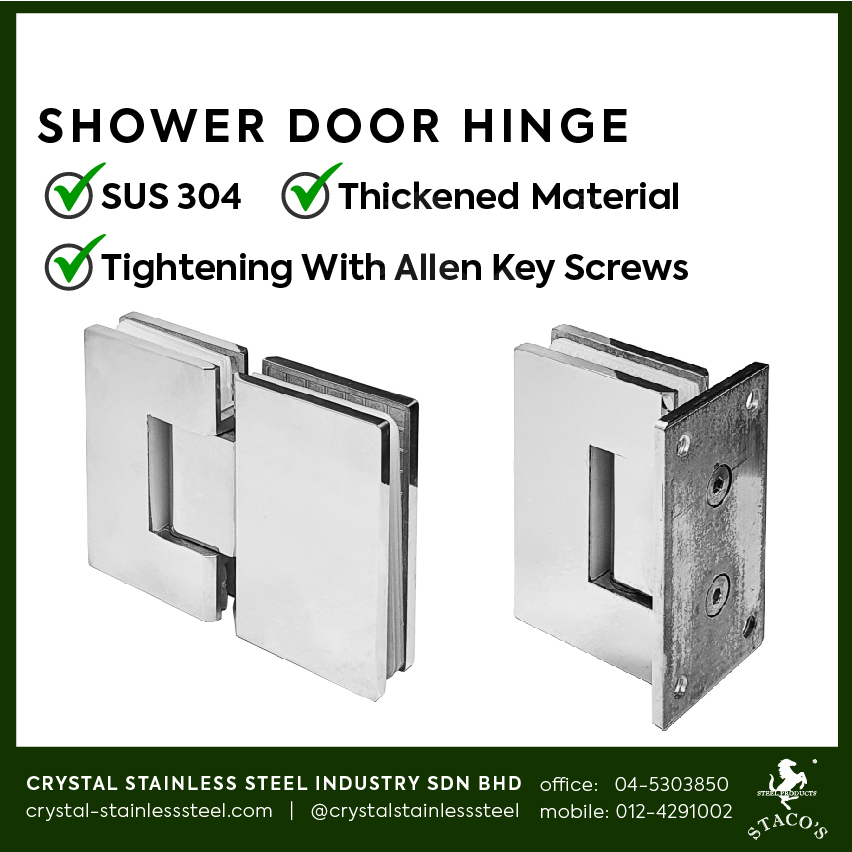 STACOS Stainless Steel 304 Shower Hinge Bathroom Clip Shower Screen ...