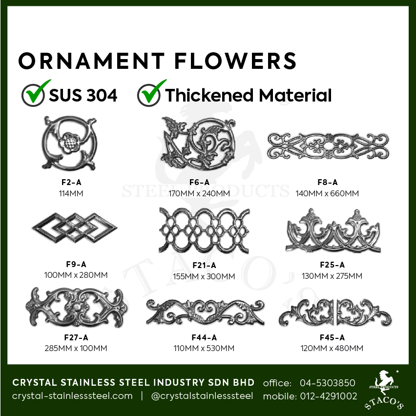 STACOS Stainless Steel 304 Ornament Flowers Gate Decoration Accessories ...
