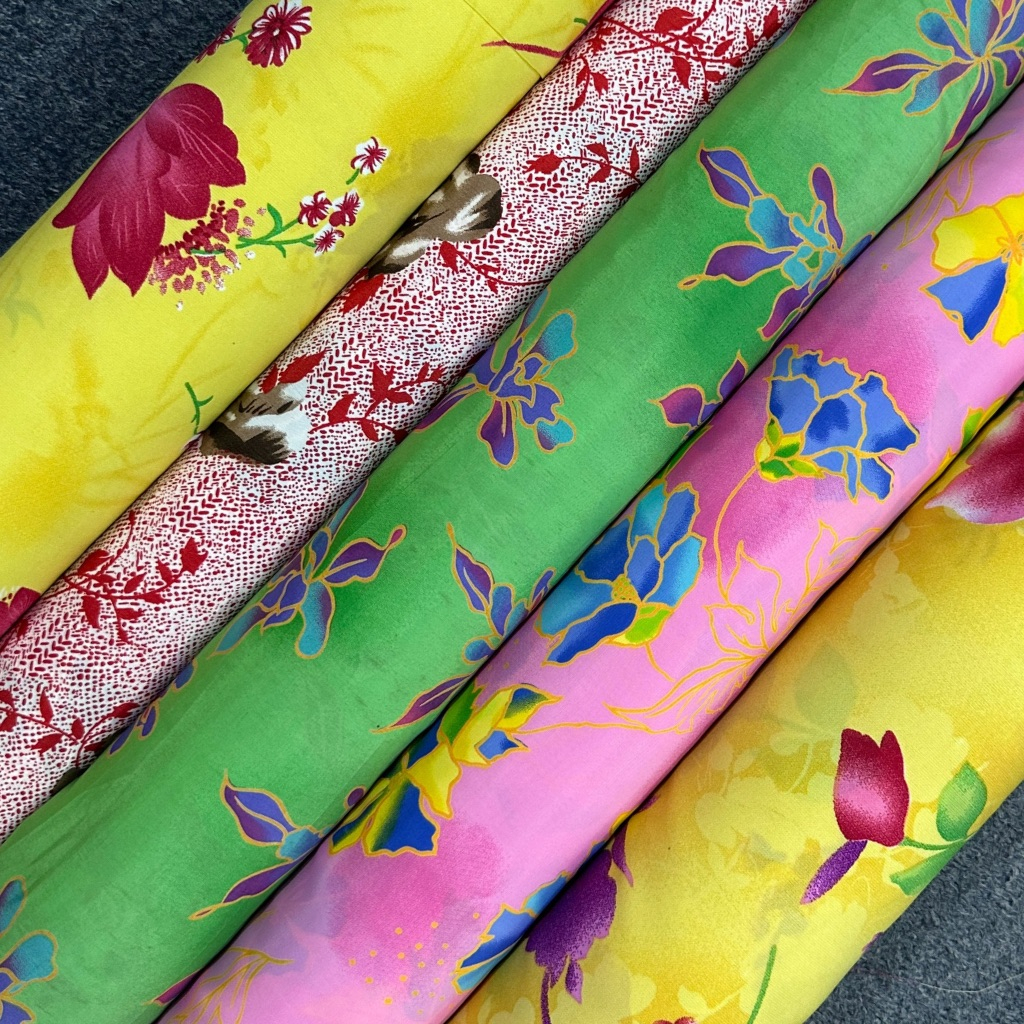 Fabric with floral pattern/45'' wide/Women's clothing fabric/Kain corak ...