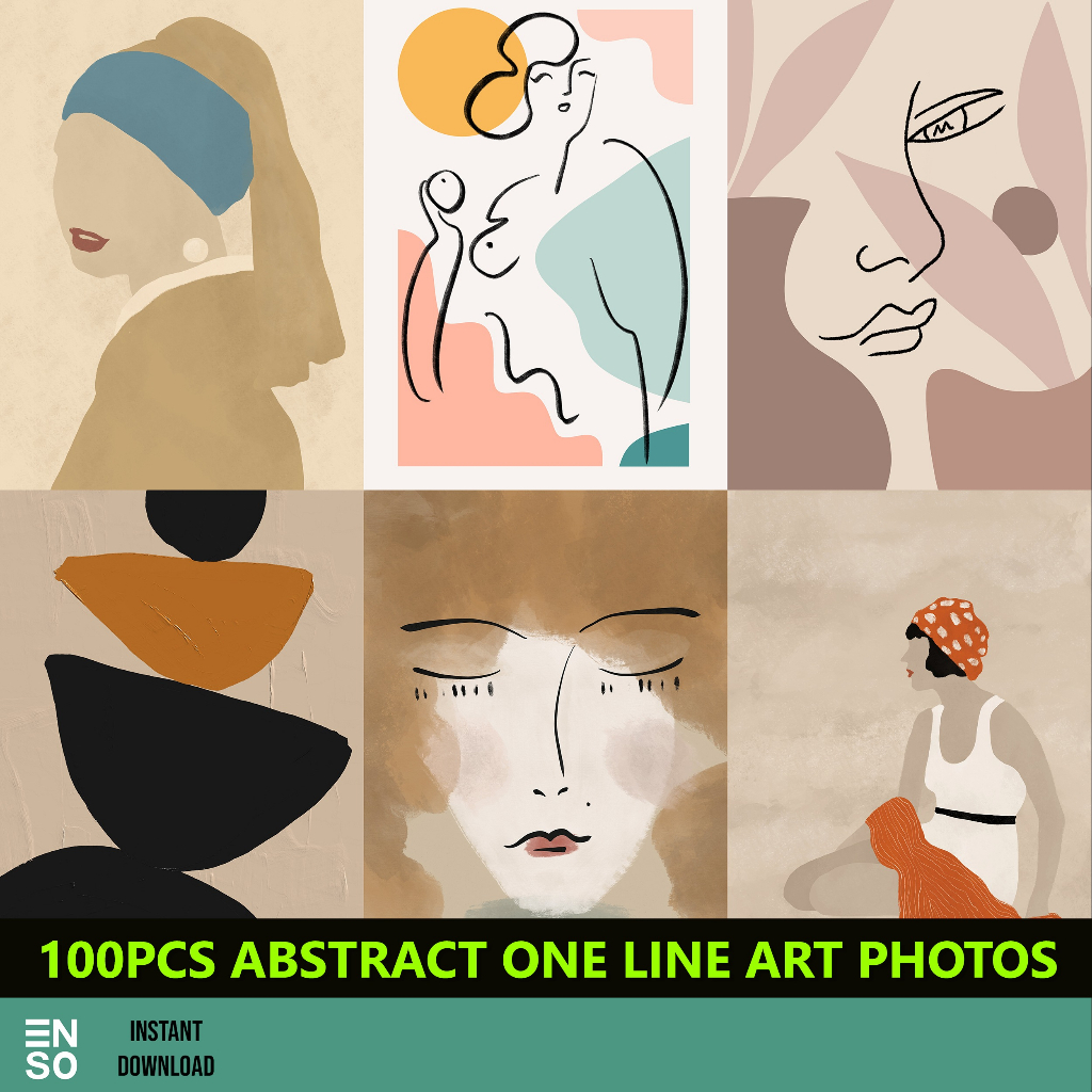 JPEG 100PCS Abstract One Line Art Wallpaper Photos | Printable Digital ...