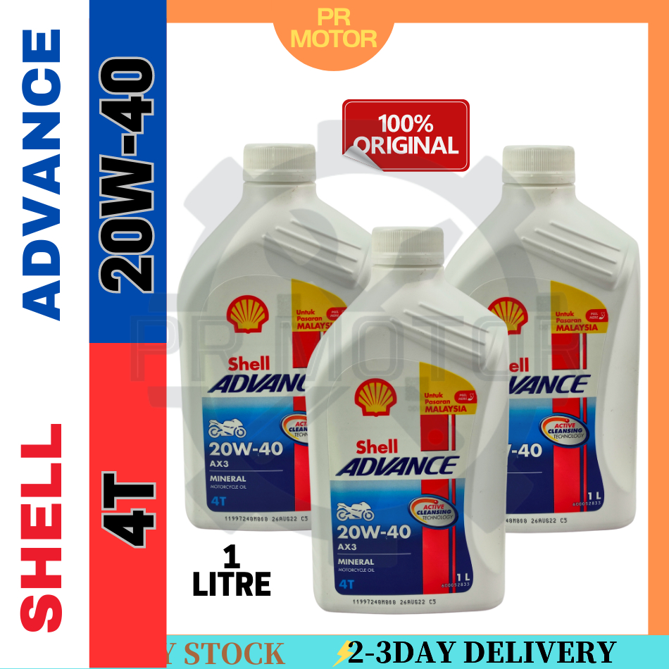 SHELL ADVANCE 4T 20W-40 AX3 MINERAL MOTORCYCLE OIL MINYAK HITAM SHELL ...