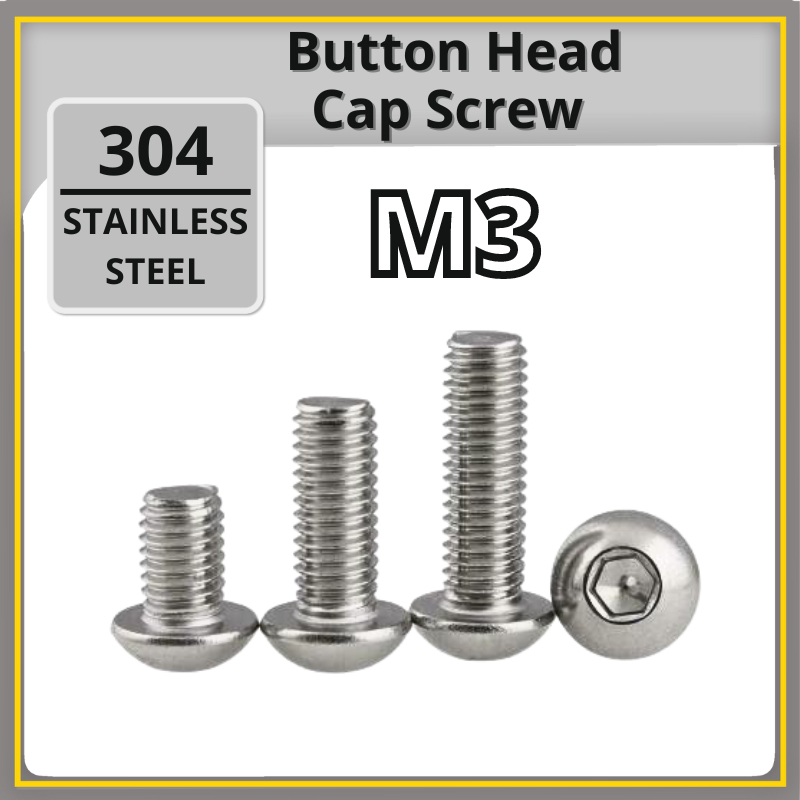 M3 Hex Socket Button Head Screw ISO7380 | SUS 304 Stainless Steel Grade ...