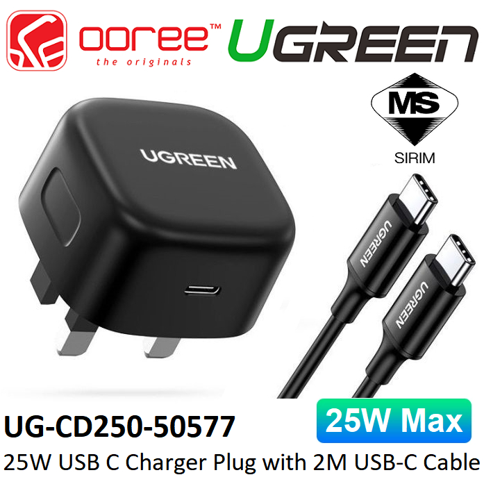 UGREEN CD250 25W FAST PD USB-C CHARGER PLUG FAST CHARGING CHARGER WITH ...