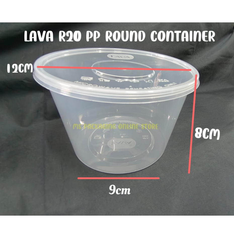 LAVA R20 PP Round Container With Lid (50sets±) R 20 oz Disposable PP ...