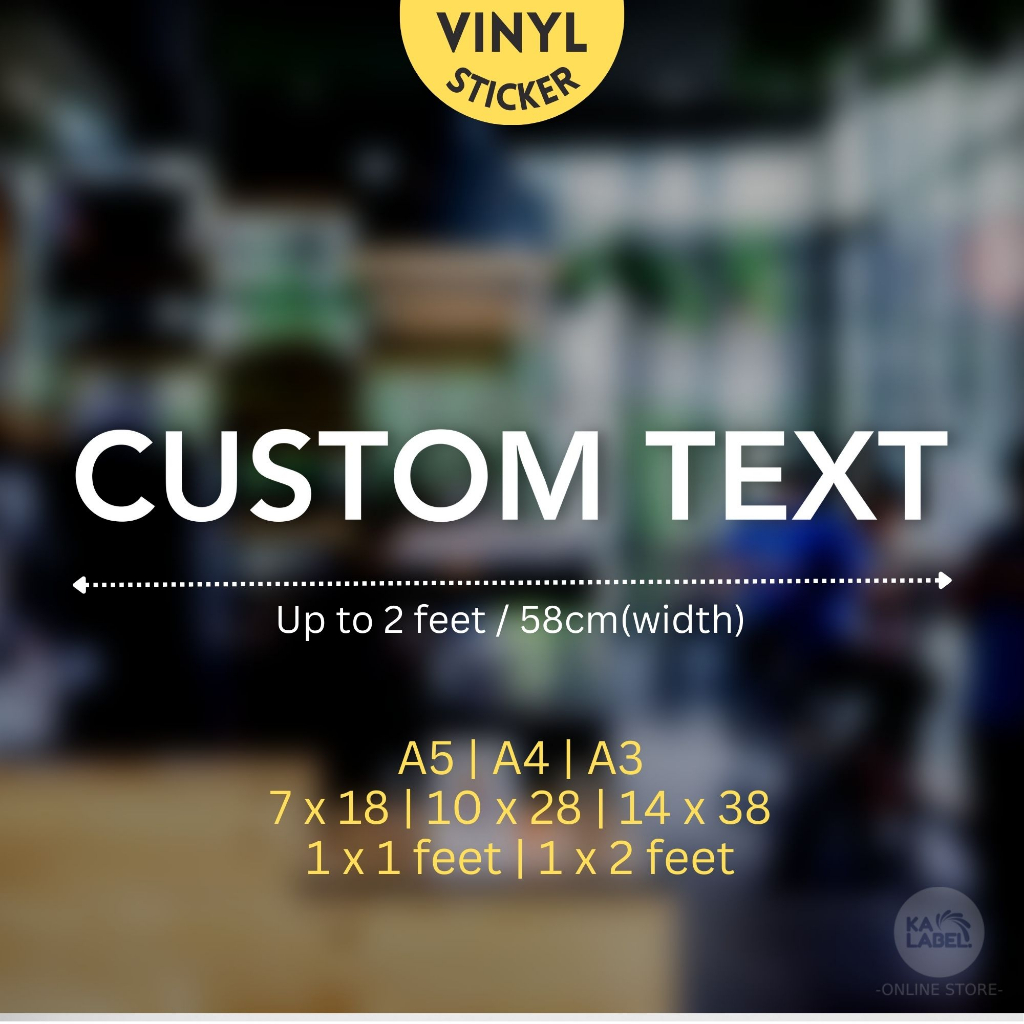 (Custom Made) - Custom Size Text Vinyl Decal Sticker for Shop & Office ...
