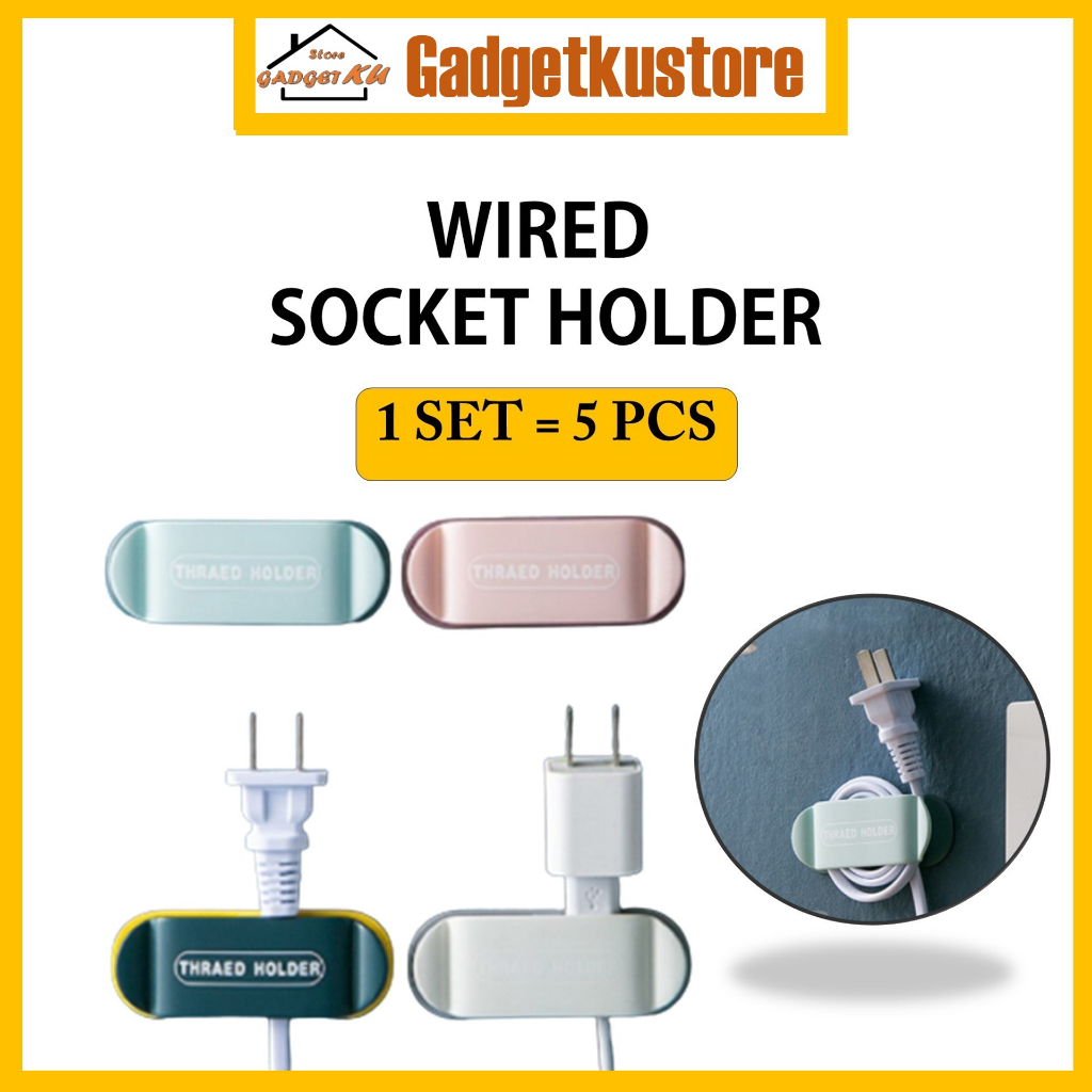 5 Pcs/Set Cable Socket Holder Adhesive Power Plug Hook Wire USB Holder ...
