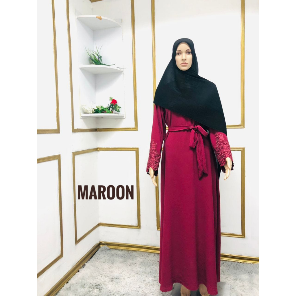 Jubah Jamilah Lace Abaya Habibi Cey Ironless Murah Jubah Abaya Lace ...