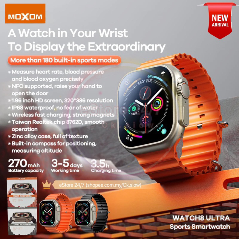 Moxom MX WH05 WH06 WH10 WH12 Ultra Smart Sport Watch Heart Rate ...