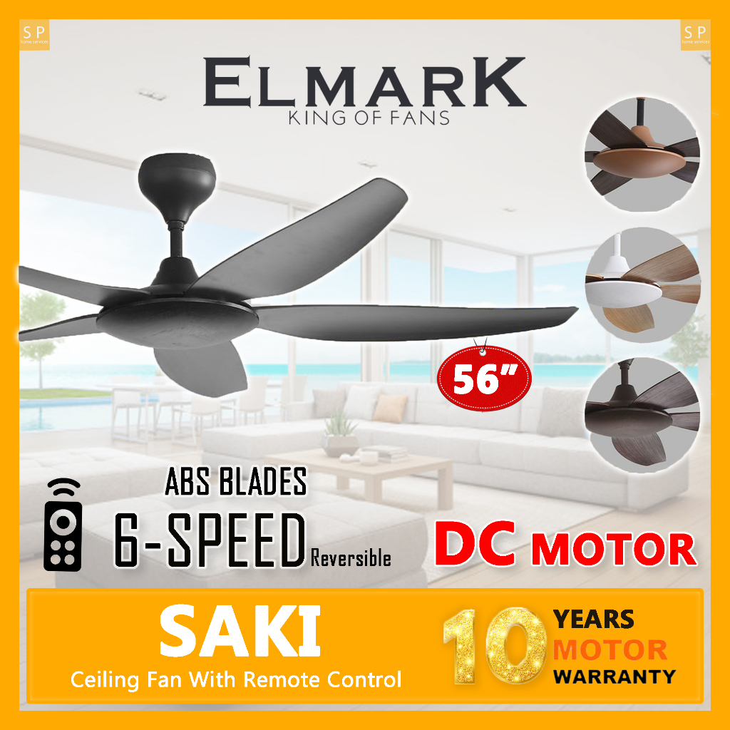 [NEW] Elmark Saki 56" DC Motor ABS Blades Ceiling Fan With 6+6 Speed ...