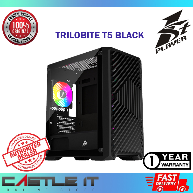 1ST Player TRILOBITE T5 Micro ATX Casing Black White RGB Fan Tempered ...