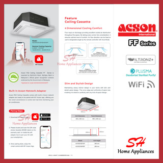 ACSON R32 Non-Inverter Ceiling Cassette Air-Conditioner FF SERIES 2HP 2.5HP 3HP 3.5HP 4HP 5HP ...
