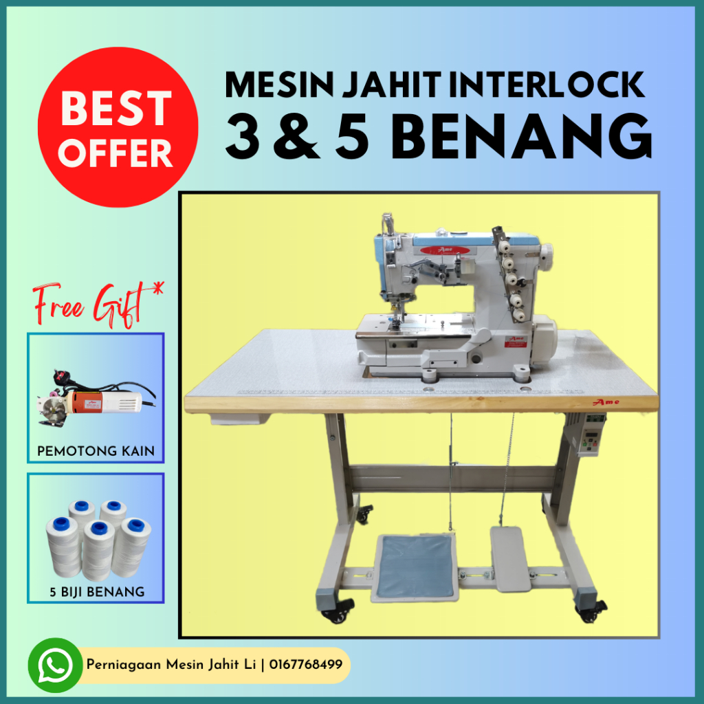 MESIN JAHIT INTERLOCK /MESIN CV/ COVERSTITCH HEAVY DUTY NEW SET SEWING ...