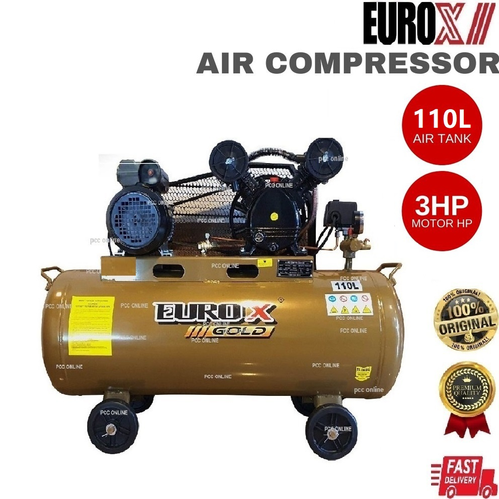 EUROX EAW7120G Air Compressor|Compressor Angin 3HP 110Liter 8Bar | Shopee Malaysia