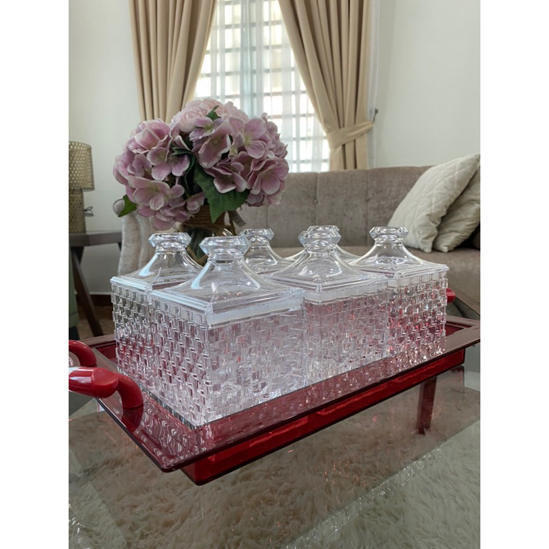 Set Balang Biskut Kuih Raya 6pcs dengan Tray Acrylic | Shopee Malaysia