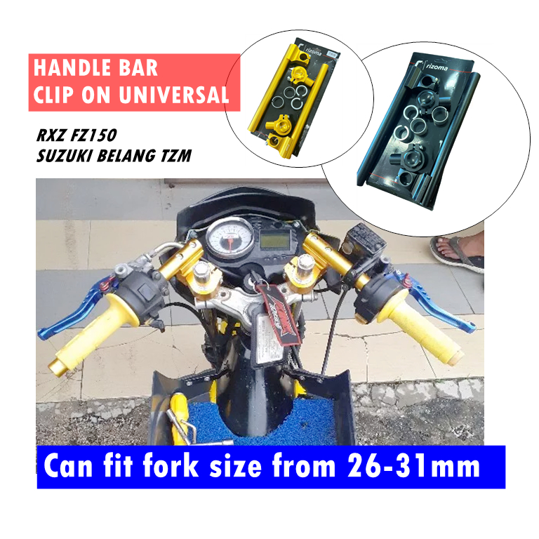HANDLE BAR CLIP ON UNIVERSAL MOTORCYCLE CNC ALLOY RXZ FZ 150 SUZUKI ...