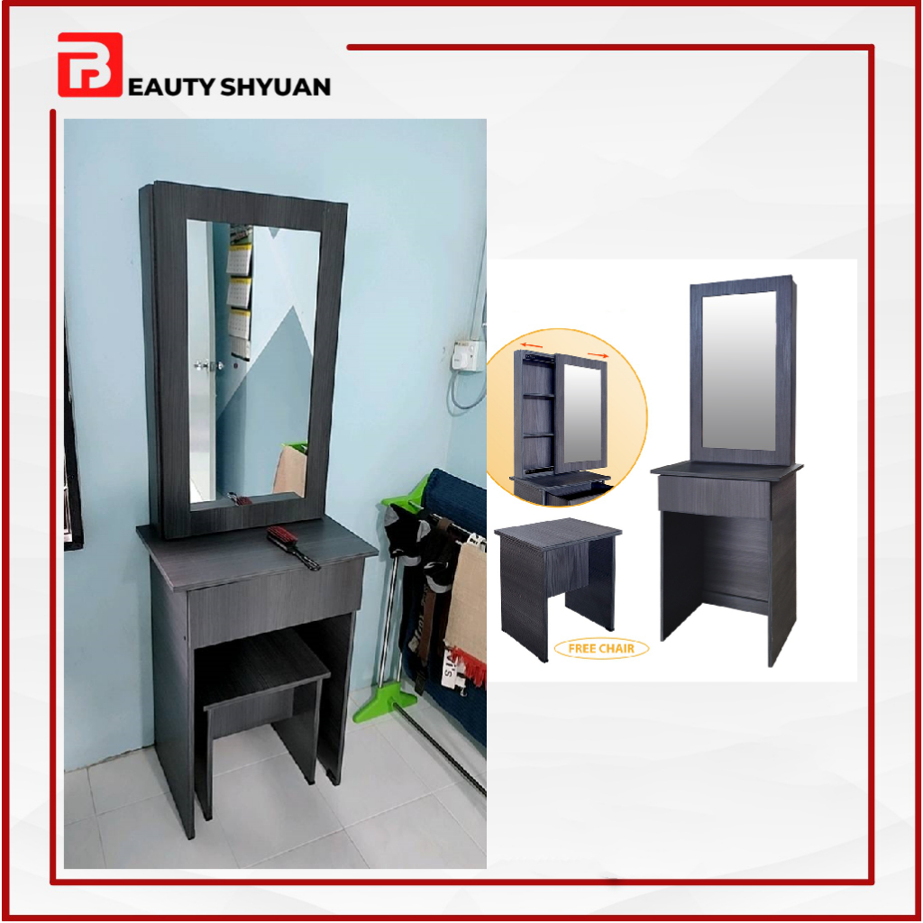 CLASSIC Cool Grey Dressing Table With Mirror Meja Makeup Table Bedside ...