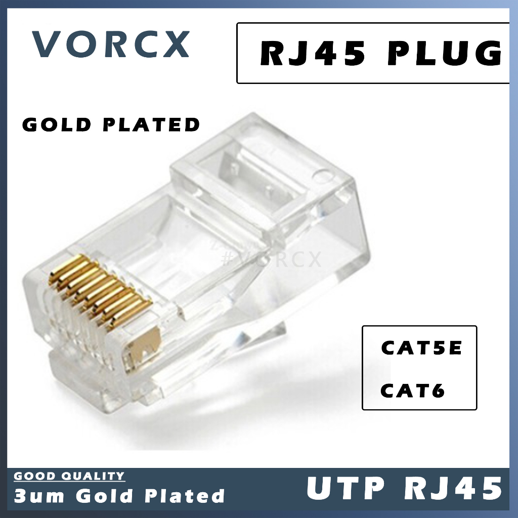 [100pc] MP2 RJ45 CAT5e CAT6 UTP Modular Plug Connector Gold Plated 3u ...