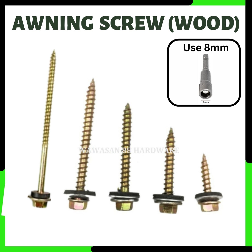 [10 PCS] For Wood Hex Head Roofing Self Drilling Screw Awning Screw ...