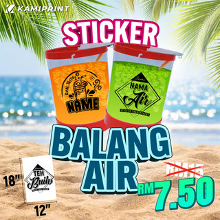 TRANSPARENT STICKER AIR BALANG 12X18 INCH ( Boleh Custom Nama ...