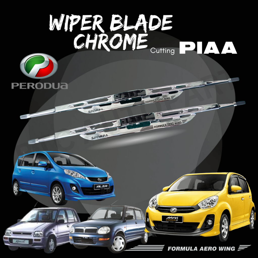 Wiper Blade Chrome PIAA Aero Wing for PERODUA Kancil Kelisa Viva Myvi ...