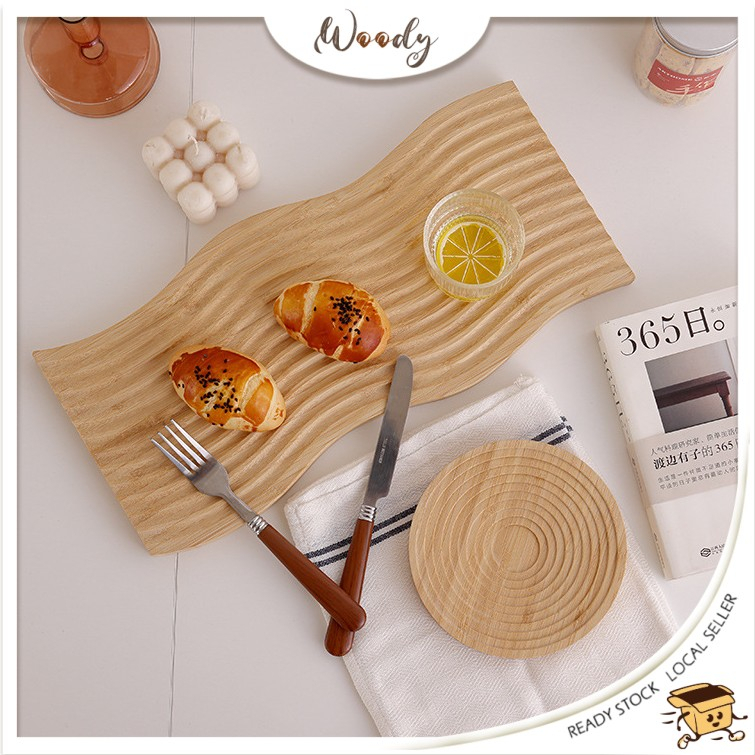 【Woody】 Nordic Wave Tray Wooden Tray Serving Tray Decoration Dulang ...