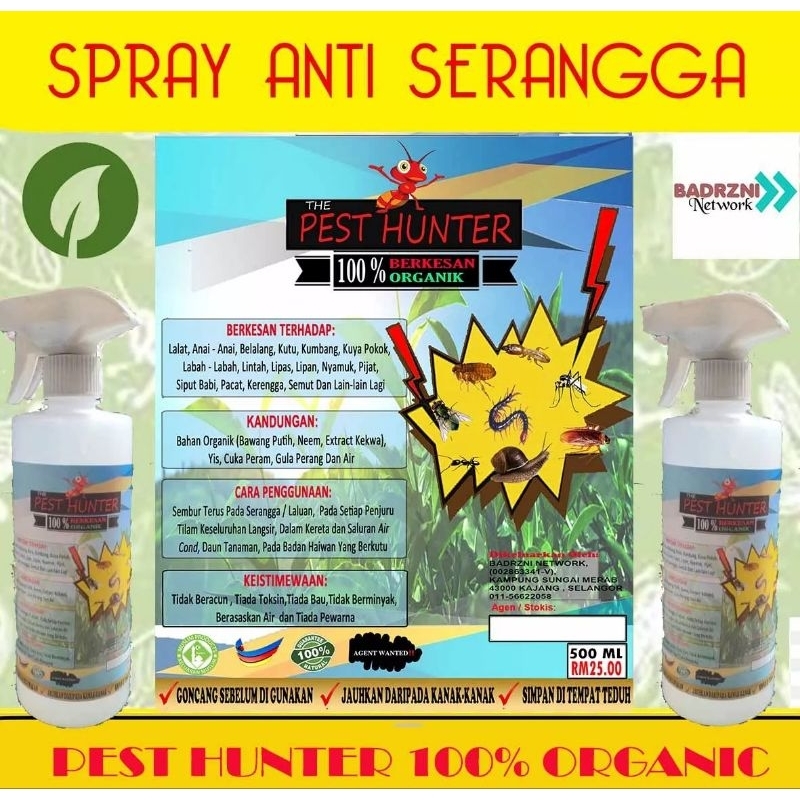 PEST HUNTER ANTI SERANGGA 100 % Organik (500ml) | Shopee Malaysia
