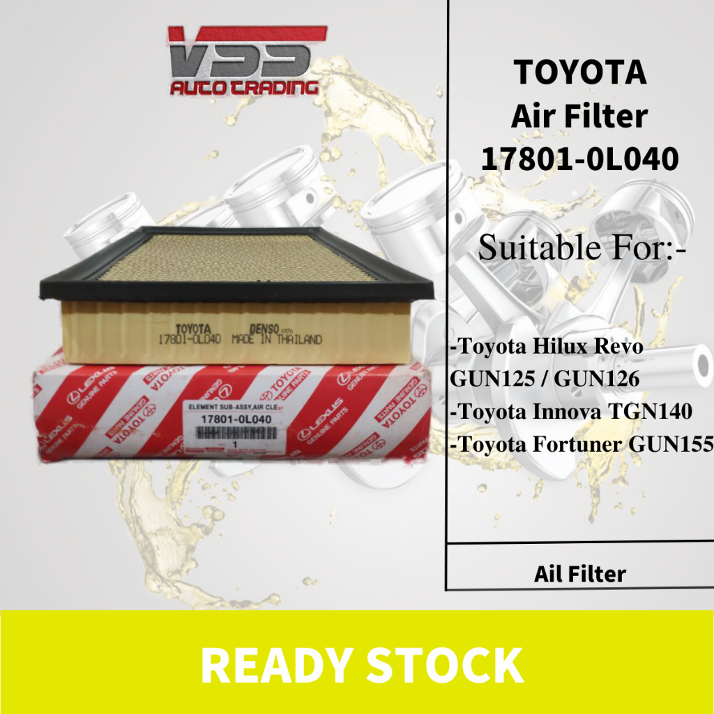 TOYOTA HILUX GUN125 INNOVA FORTUNER 17801-0L040 AIR FILTER GUN126 ...