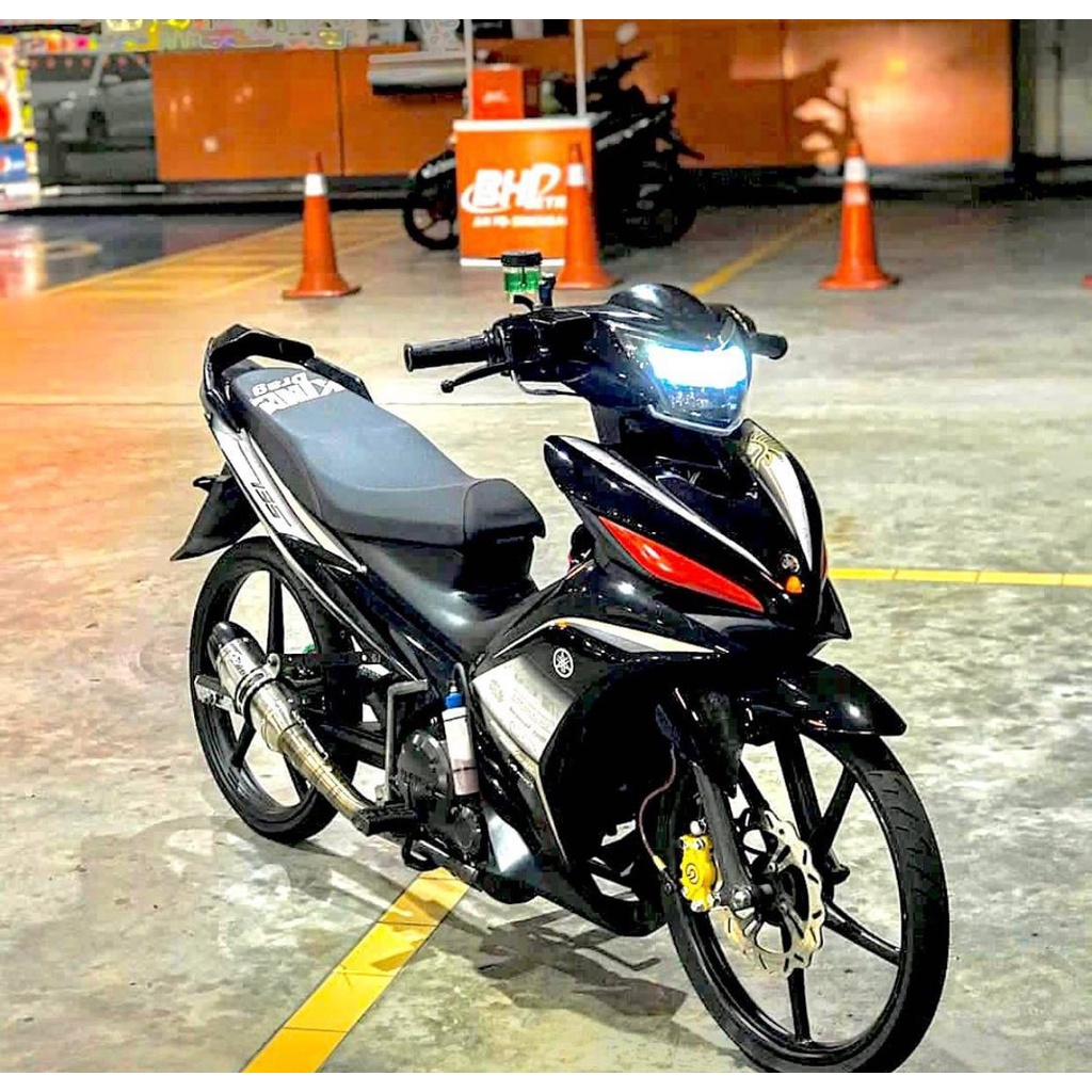 YAMAHA LC LC135 V2 V3 V4 V5 V6 V7 HITAM PURBA KILAT MATELIC BLACK FULL COVERSET SIAP TAMPAL M ...