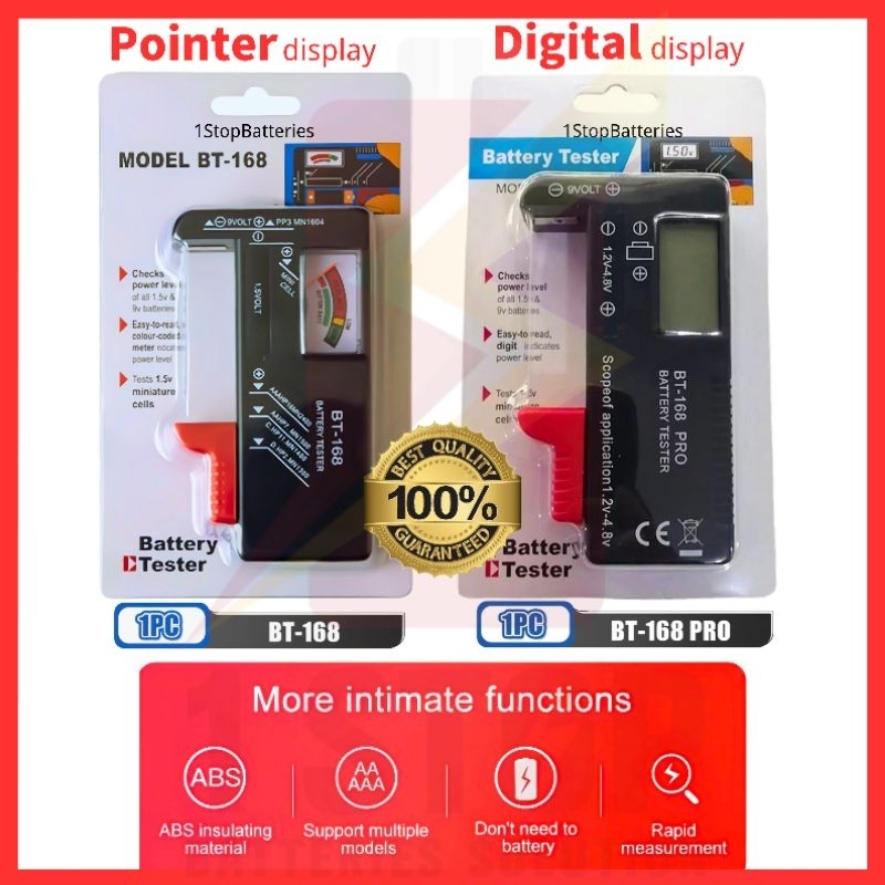 Universal Battery Tester Voltage Checker for AA AAA C D 9V 3.7V ...
