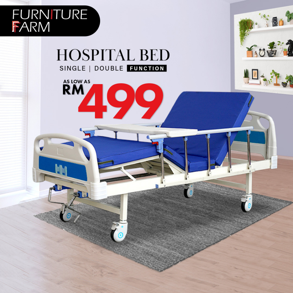 F&F : Hospital Bed 2 Function Manual (M15) + Mattress / katil hospital ...